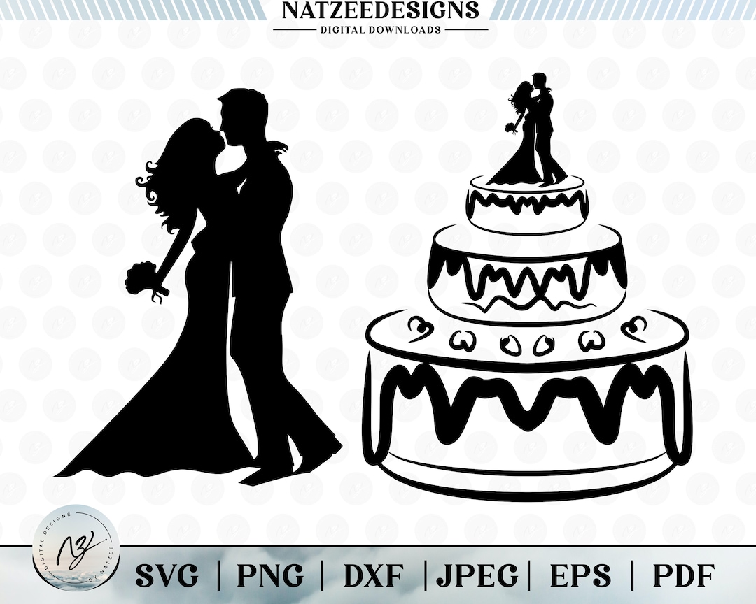 Gâteau de mariage SVG Gâteau de mariage vecteur Gâteau de mariage SVG ...