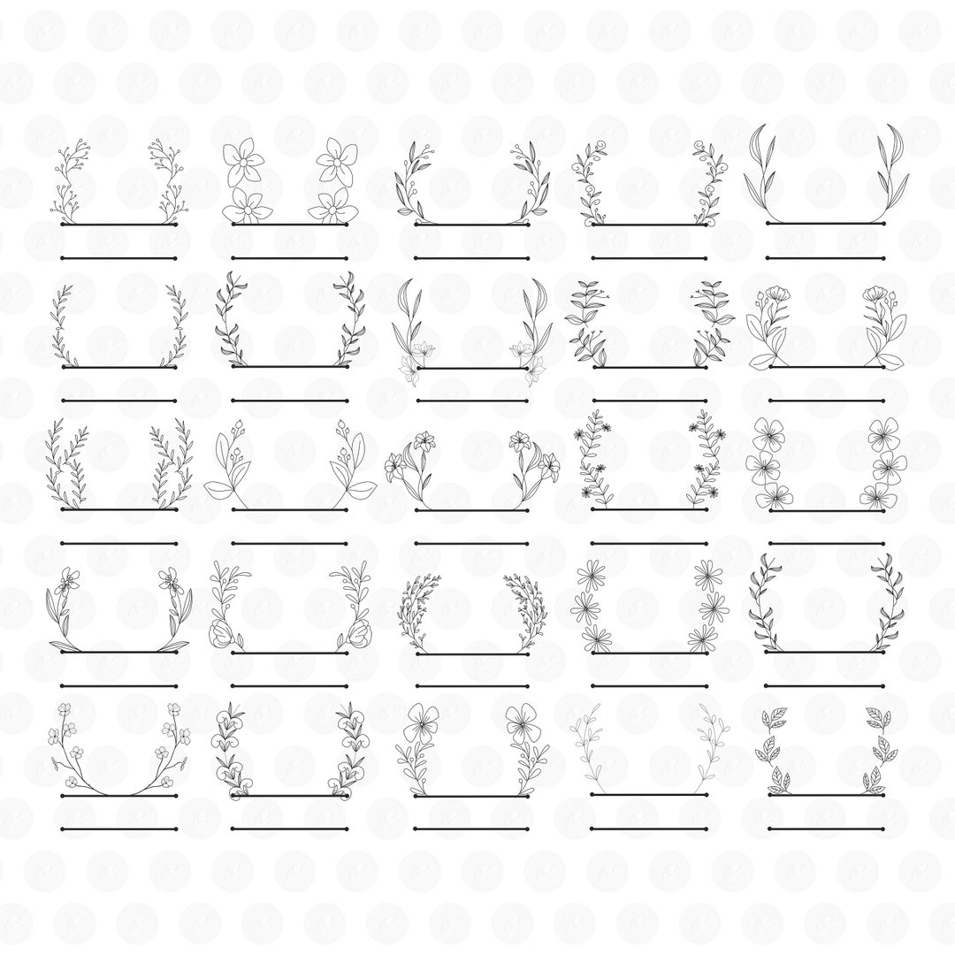 Split Floral Frame Svg, Floral Border Svg, Floral Frame Svg, Wedding ...