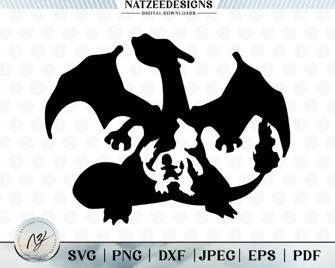Charmander Pokemon Evolution SVG, Clipart Vector Files, Cut File Cricut ...