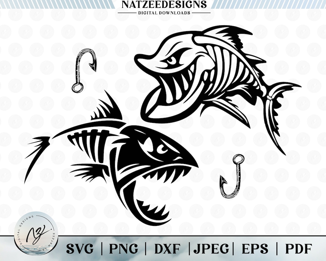 Skeleton Fish SVG, Piranha Vector Cut File (digital Download) - Etsy