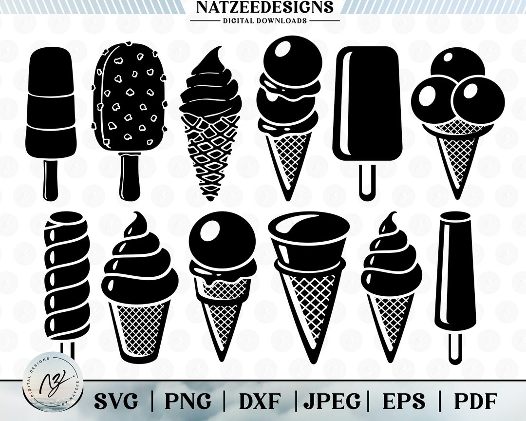 Ice Cream Svg Bundle, Cut Files for Cricut. Clip Art (eps, Svg, Pdf ...