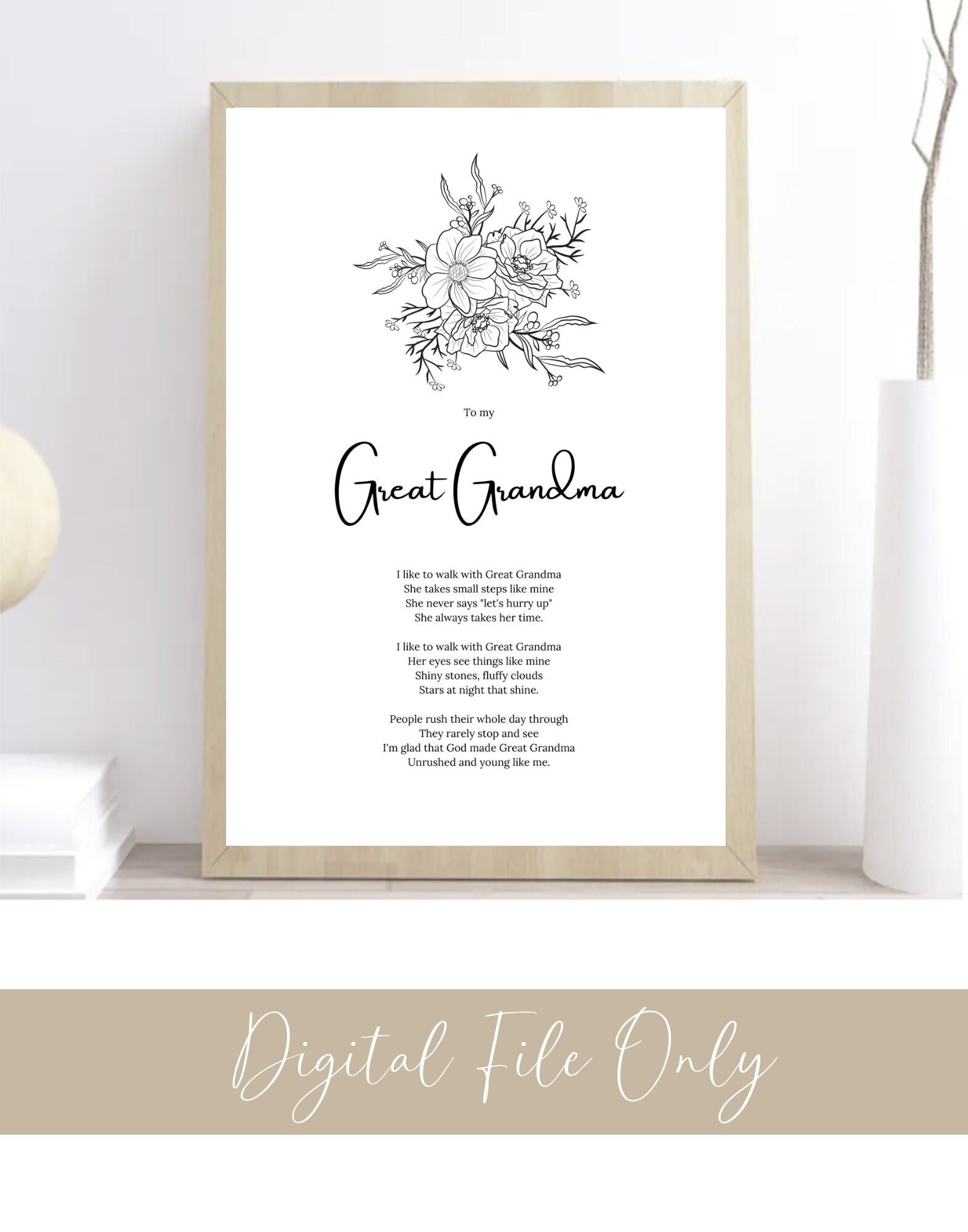 DIGITAL PRINT | Poem for Great Grandma, Gift for Great Grandma, Print ...