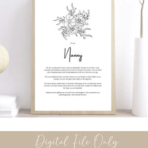 DIGITAL PRINT | Poem for Nanna/nanny, Gift for Nanna, Gift for Nanny ...