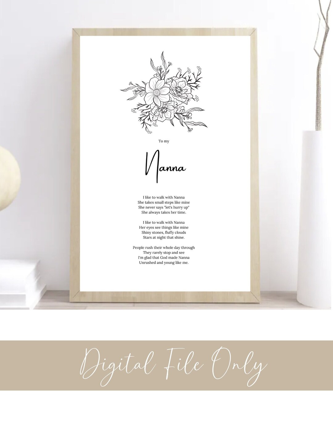 DIGITAL PRINT | Poem for Nanna/nanny, Gift for Nanna/nanny, Print for ...