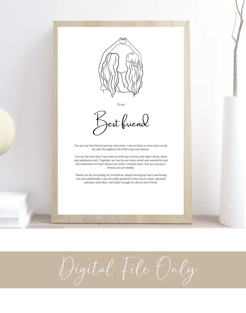 DIGITAL PRINT | Poem for Best Friend, Gift for Best Friend, Print for ...