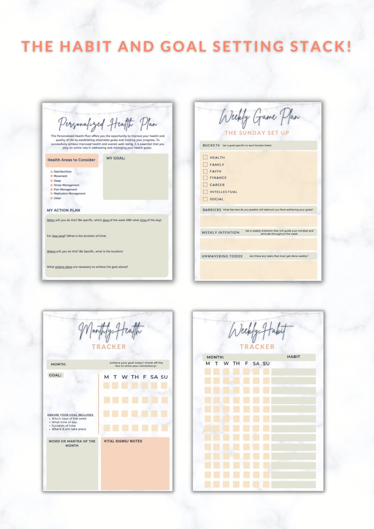 Habit and Goal Setting Stack! - Etsy