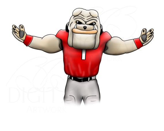 Georgia Bulldogs Mascot Hairy Dawg Hand Drawn Digital Design - Etsy
