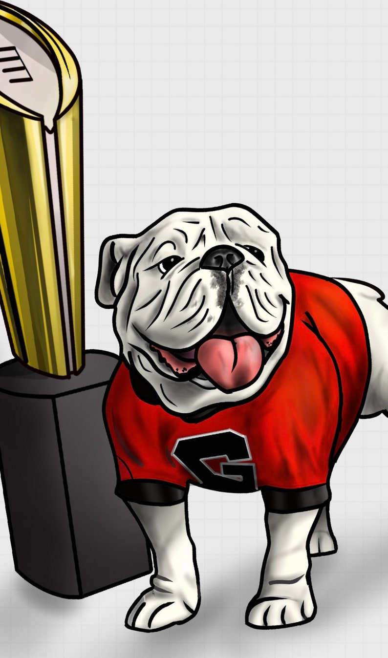 Georgia Bulldogs Uga National Championship Trophy Drawing - Etsy
