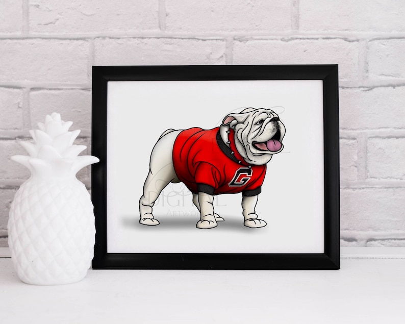 Georgia Bulldogs Mascot UGA Version 2 Red Drawing Digital - Etsy