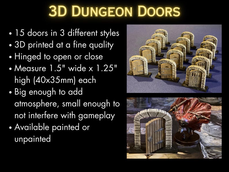 3D Dungeon Doors, Deluxe Upgrade for Dungeons and Dragons, Rpgs and ...