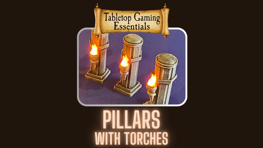 3D Pillars With Flickering Torches, Deluxe Column Upgrade for Dungeons ...