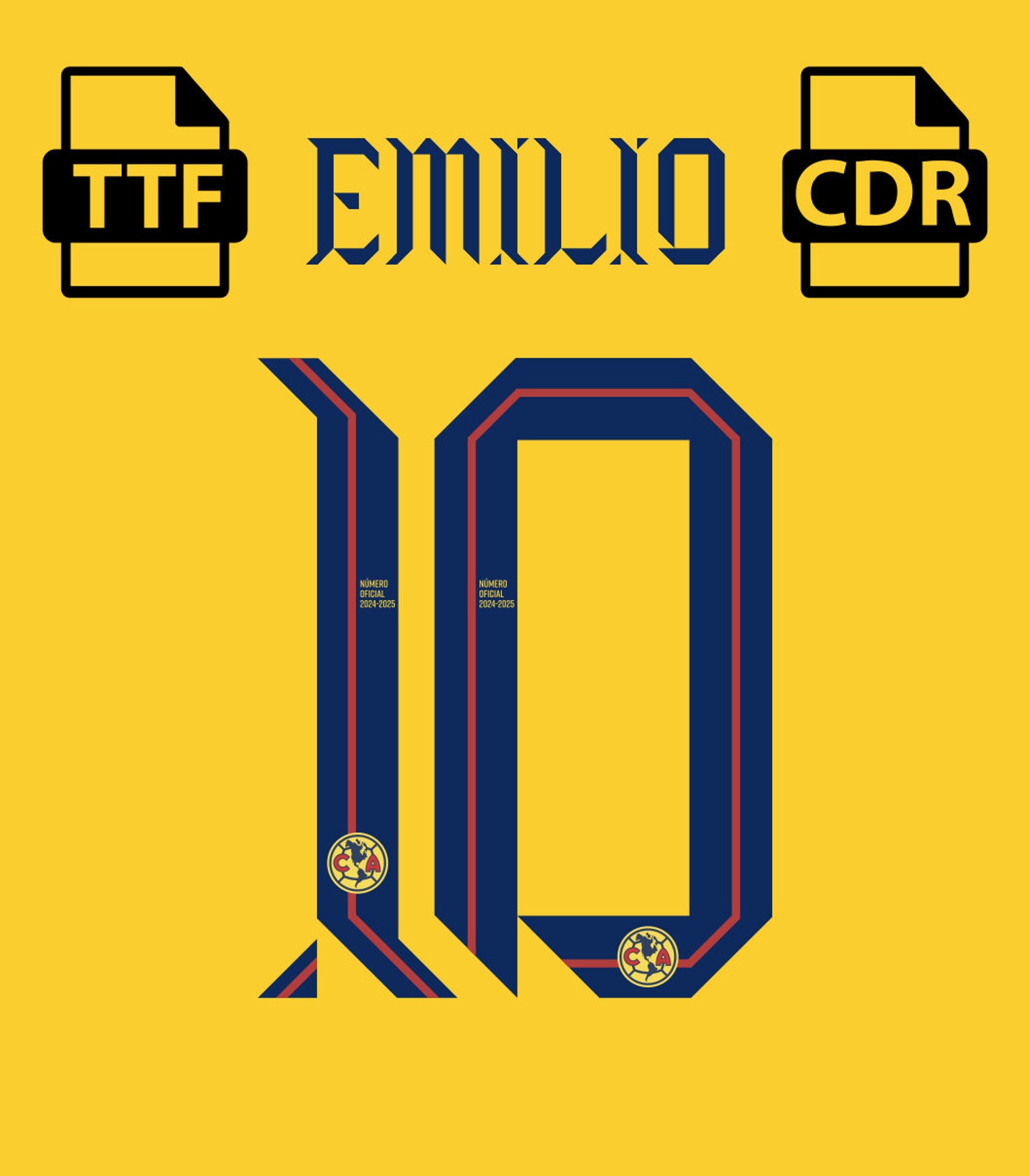 New Font Vector Jersey Club America 2024-2025 / Font TTF cdr/vector ...