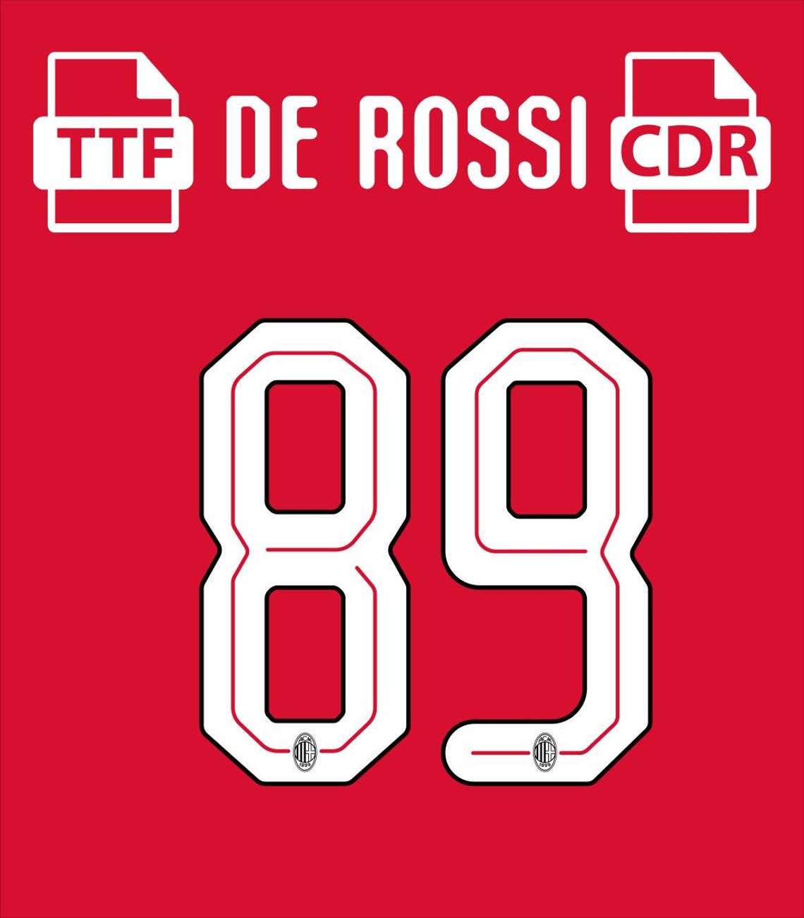 New Font Vector Jersey AC Milan 2024-2025 / Font TTF cdr/vector File ...