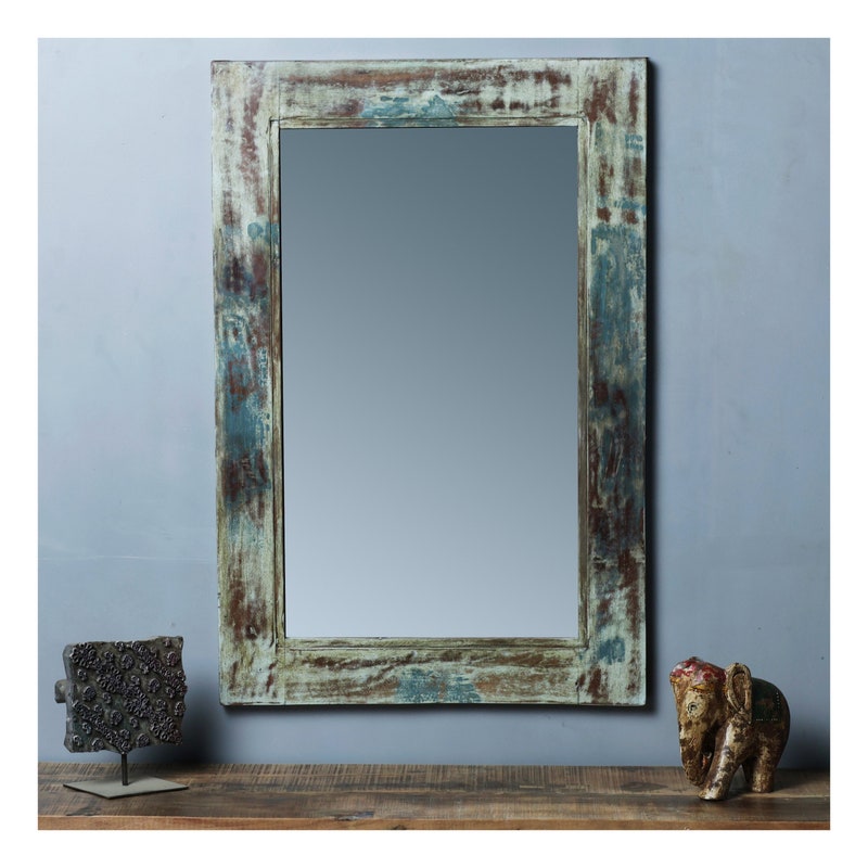Distressed Gray Wall Mirror - Etsy
