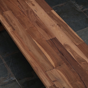 Reclaimed Teak Wood Bench Tapper Leg Bench Natural Finish Kitchen and ...