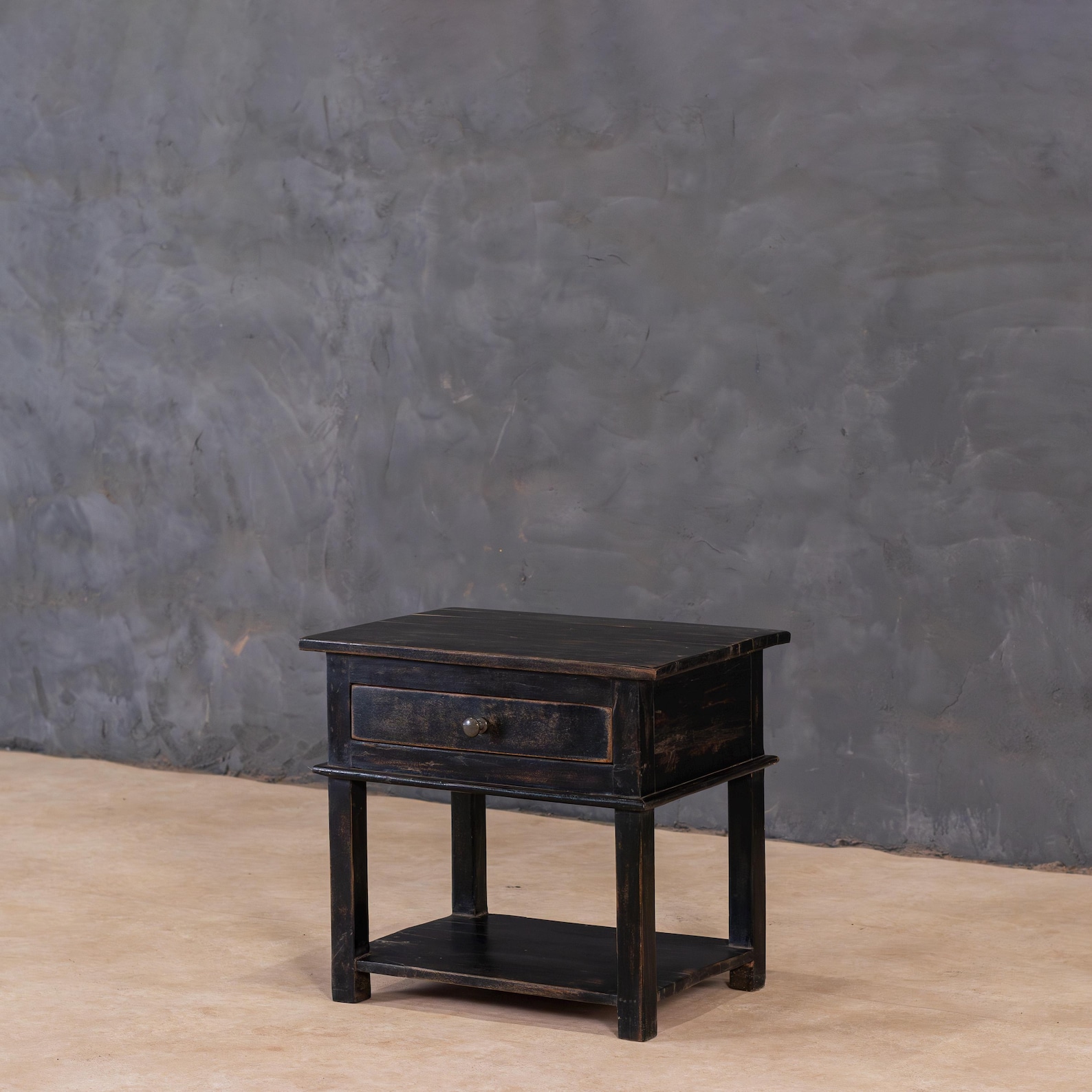 Rustic Black Reclaimed Wood Bedside Table: Vintage Style Nightstand - Etsy