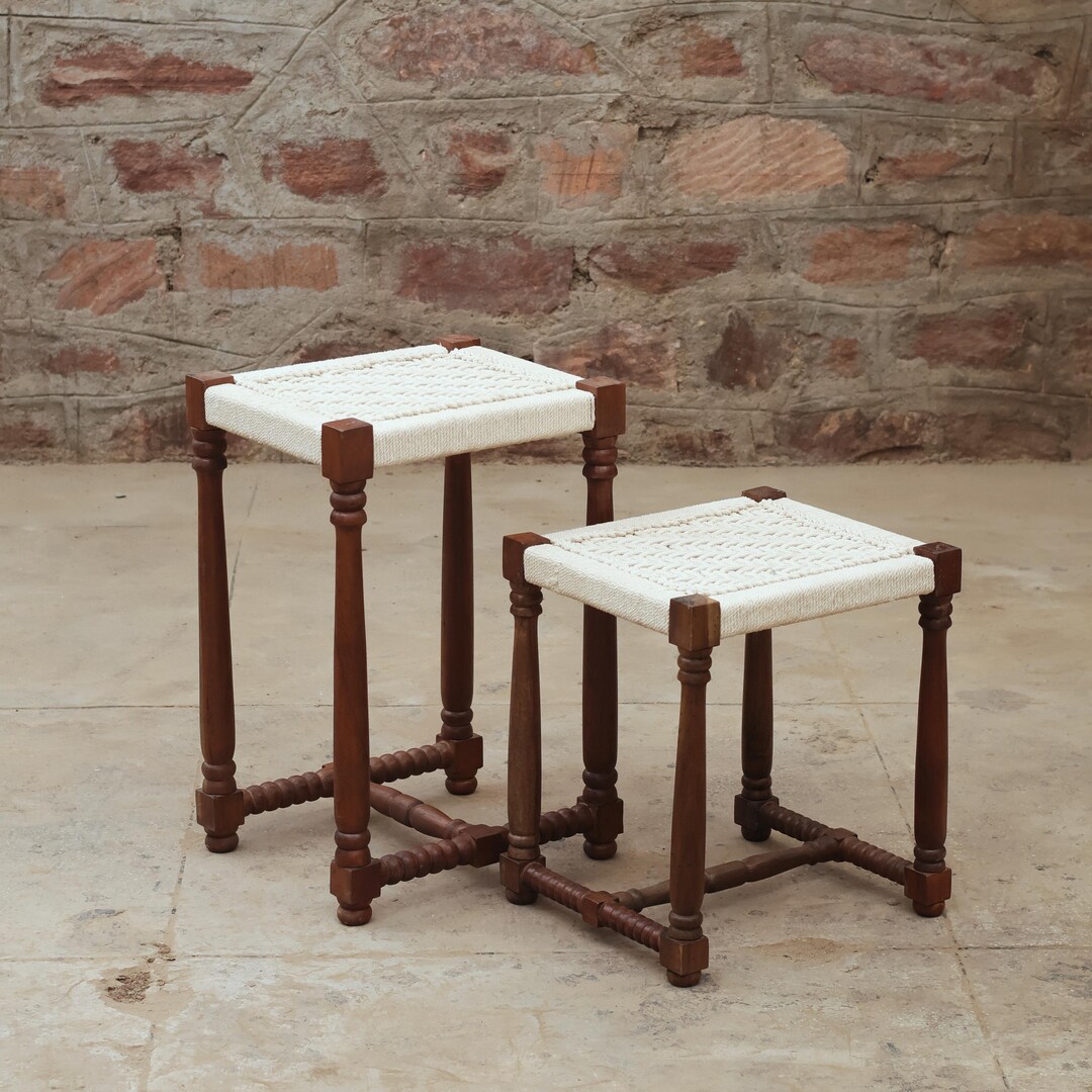Reclaimed Wooden Woven Carving Stools Counter Stools Bar Stools Wooden ...