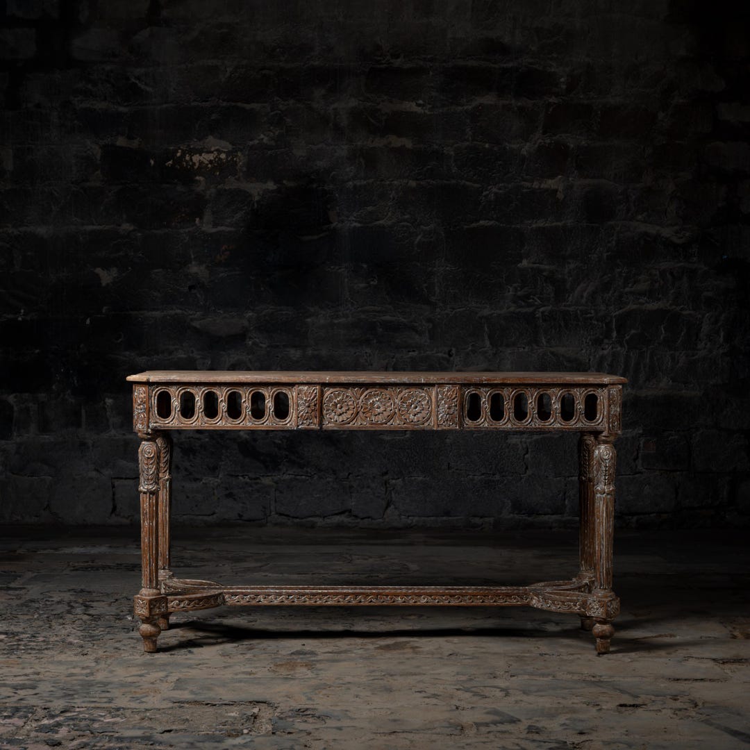 Reclaimed Teak Console Table: Handcarved Whitewash Entryway Table - Etsy