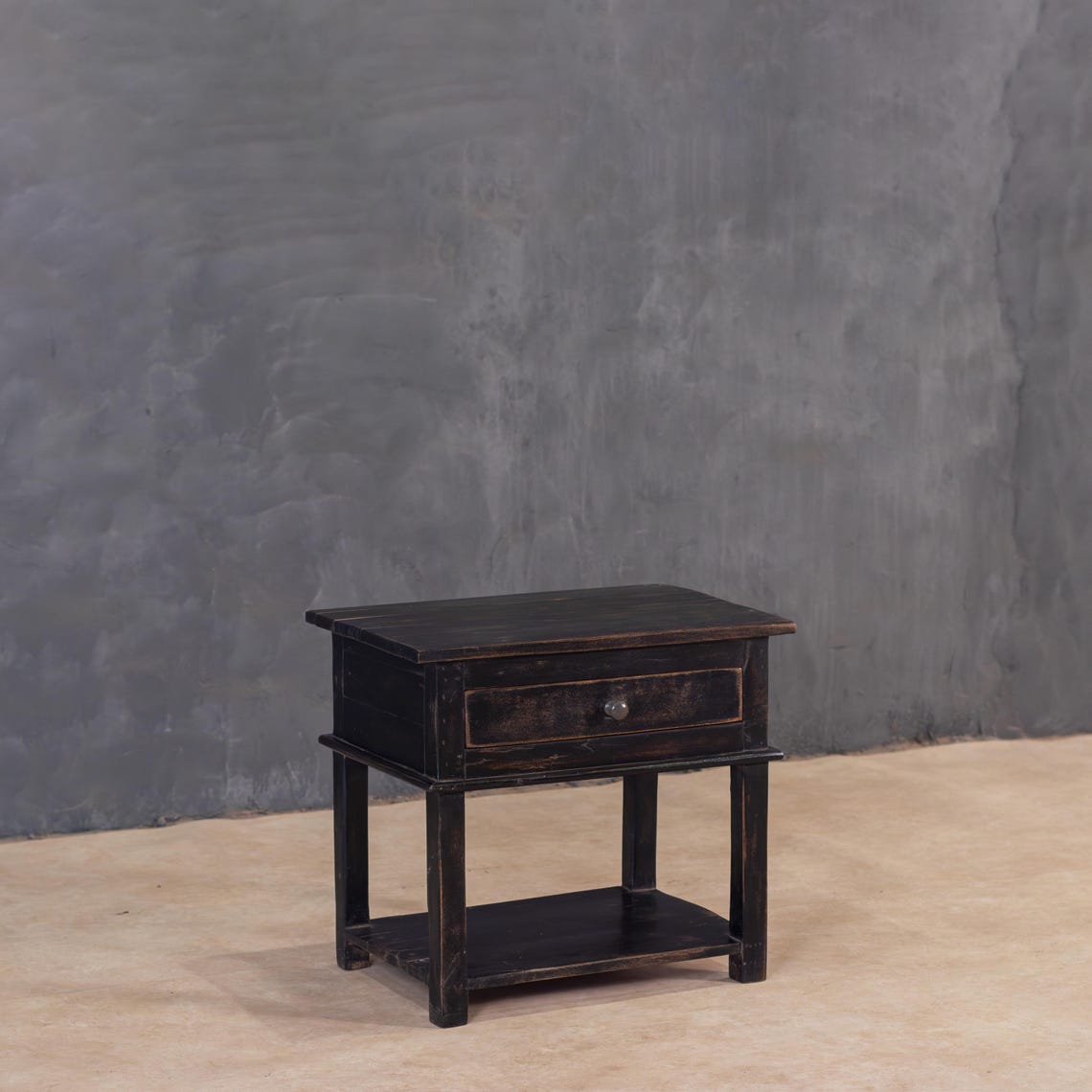 Rustic Black Reclaimed Wood Bedside Table: Vintage Style Nightstand - Etsy