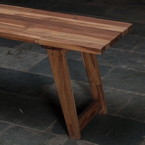 Reclaimed Teak Wood Bench Tapper Leg Bench Natural Finish Kitchen and ...