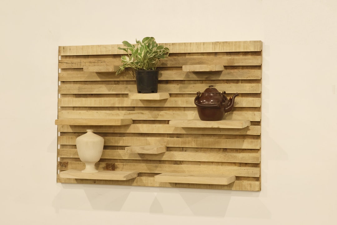 Rustic Reclaimed Wood Adjustable Floating Wall Shelf/rack | 100% Made ...