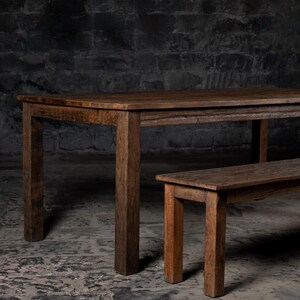 Rustic Weathered Wood Dining Table + Bench | Vintage Rustic Finish ...