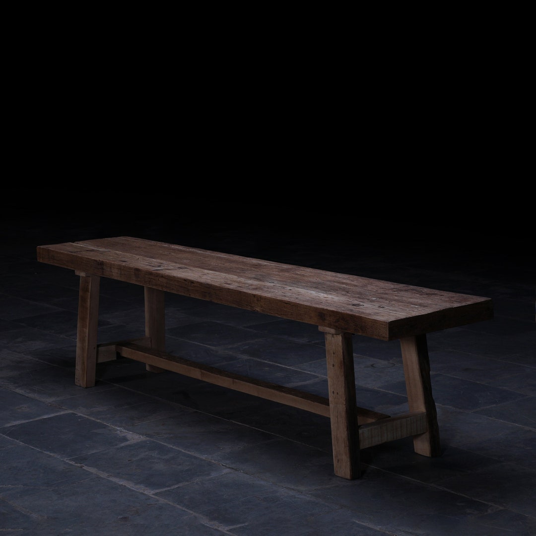 Vintage Weathered Wooden Bench Rustic Bleach Finish Salvaged Wood ...