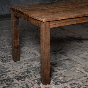 Rustic Weathered Wood Dining Table + Bench | Vintage Rustic Finish ...