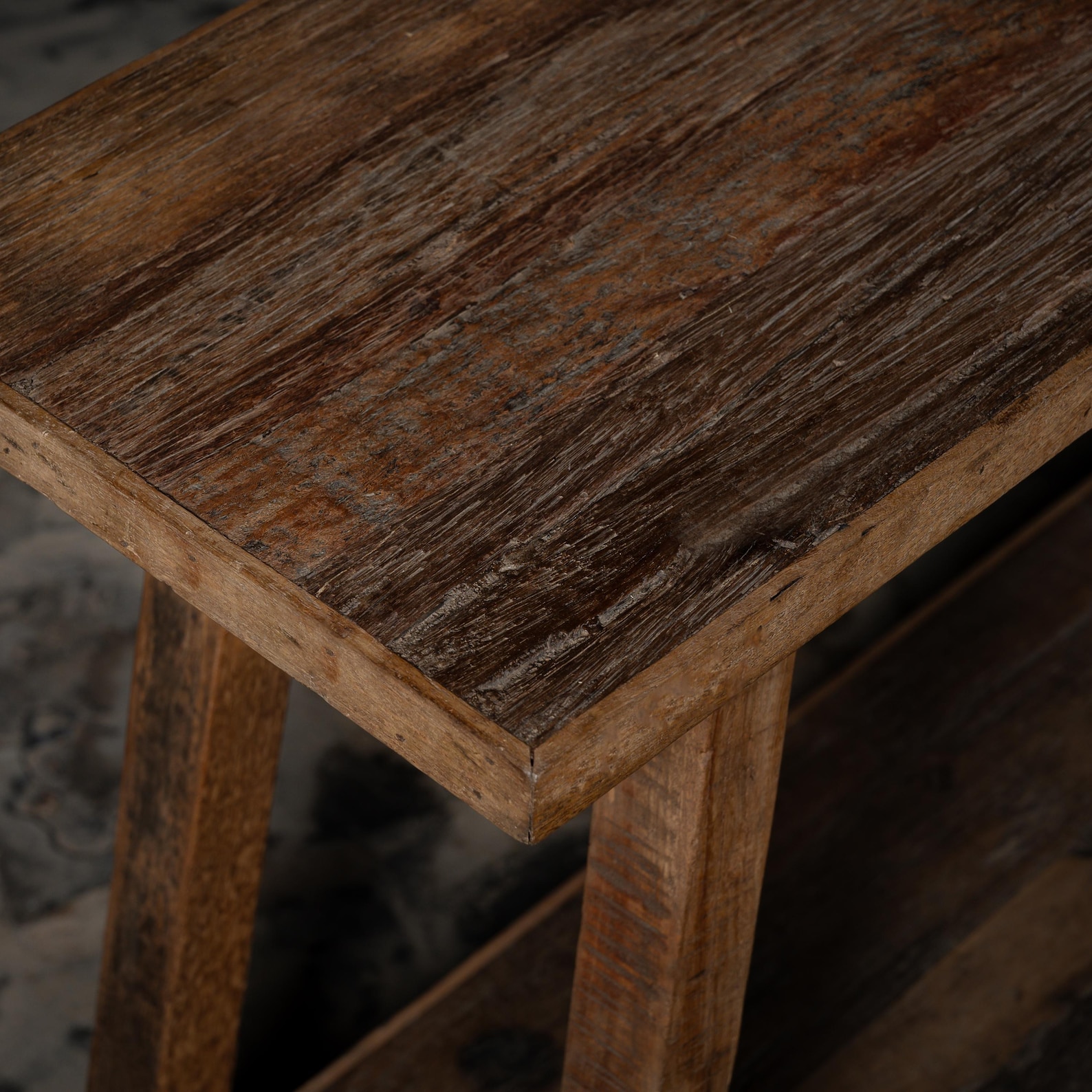 Rustic Reclaimed Wood Console Table With Shelf: Farmhouse Style Table ...