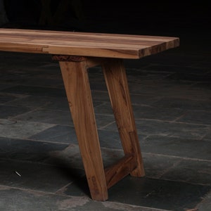 Reclaimed Teak Wood Bench Tapper Leg Bench Natural Finish Kitchen and ...