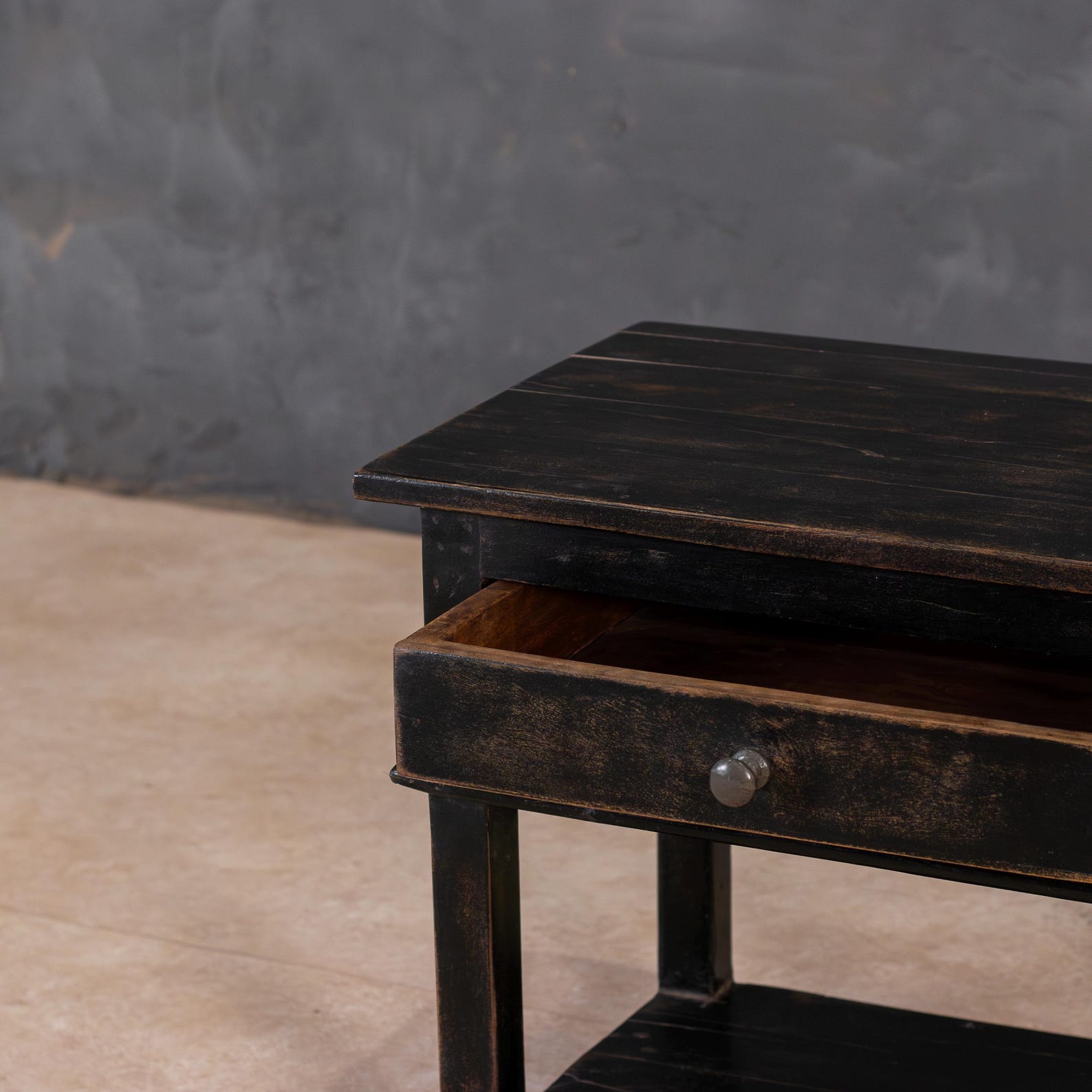 Rustic Black Reclaimed Wood Bedside Table: Vintage Style Nightstand - Etsy