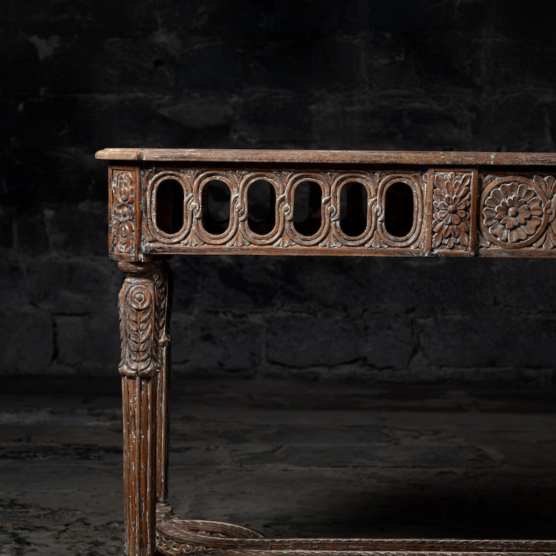 Reclaimed Teak Console Table: Handcarved Whitewash Entryway Table - Etsy