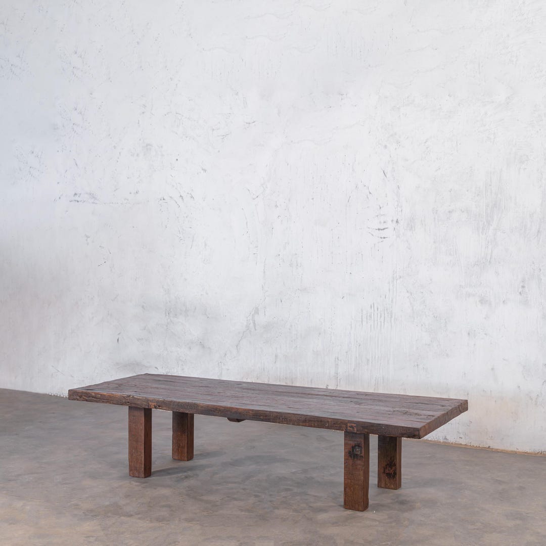Handcrafted Rustic Coffee Table – Reclaimed Solid Wood Low Bench Table ...