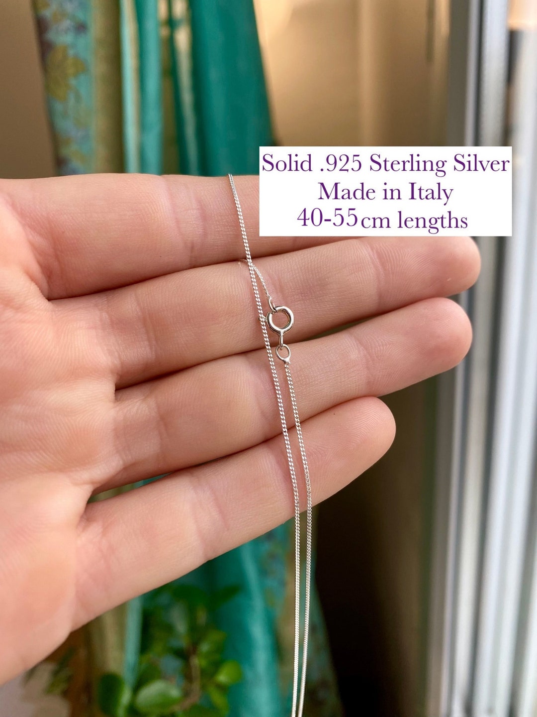 925 Sterling Silver Curb Chain. 1mm Thin Curb Chain. Delicate and ...