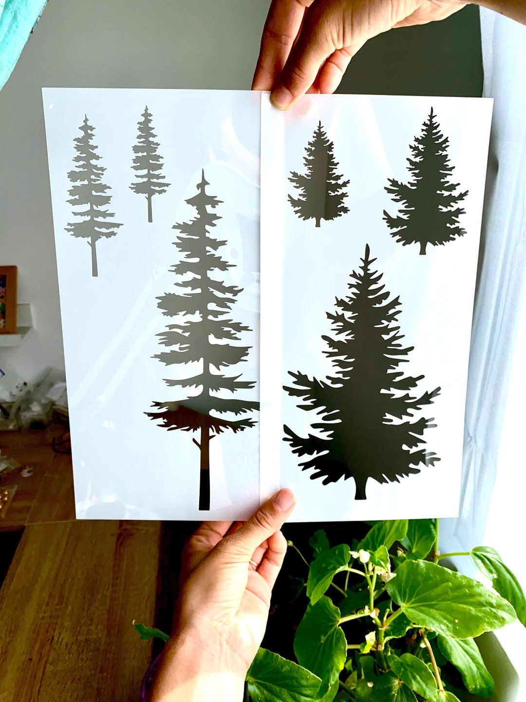 4 Piece Tree Stencil Set. Various Size Tree Stencils. Forest Stencil ...
