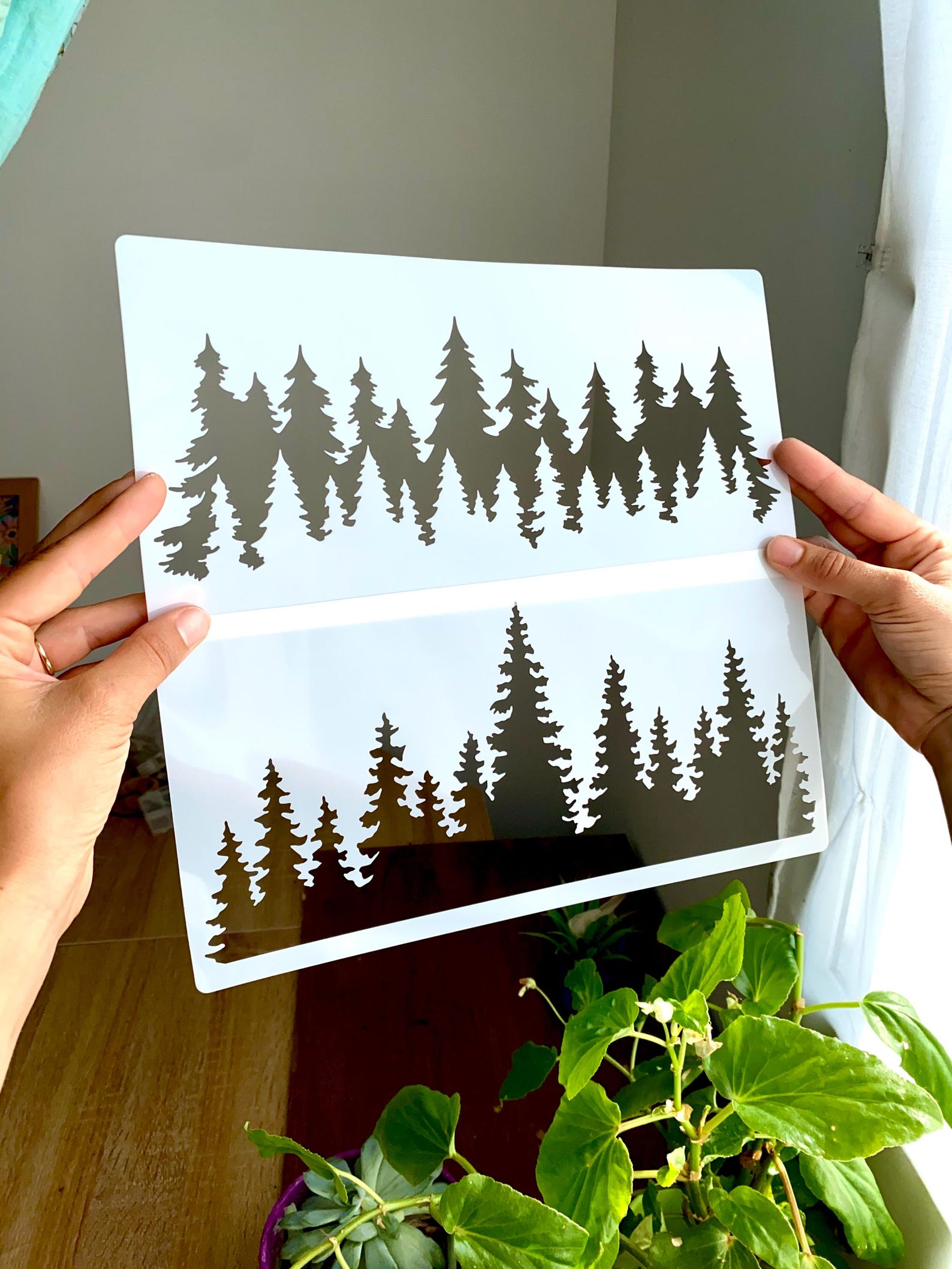6 Piece Forest and Trees Stencil Set. 30cm Forest Stencil. Tree Stencil ...