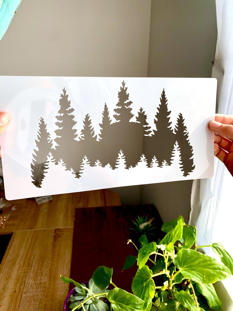6 Piece Forest and Trees Stencil Set. 30cm Forest Stencil. Tree Stencil ...