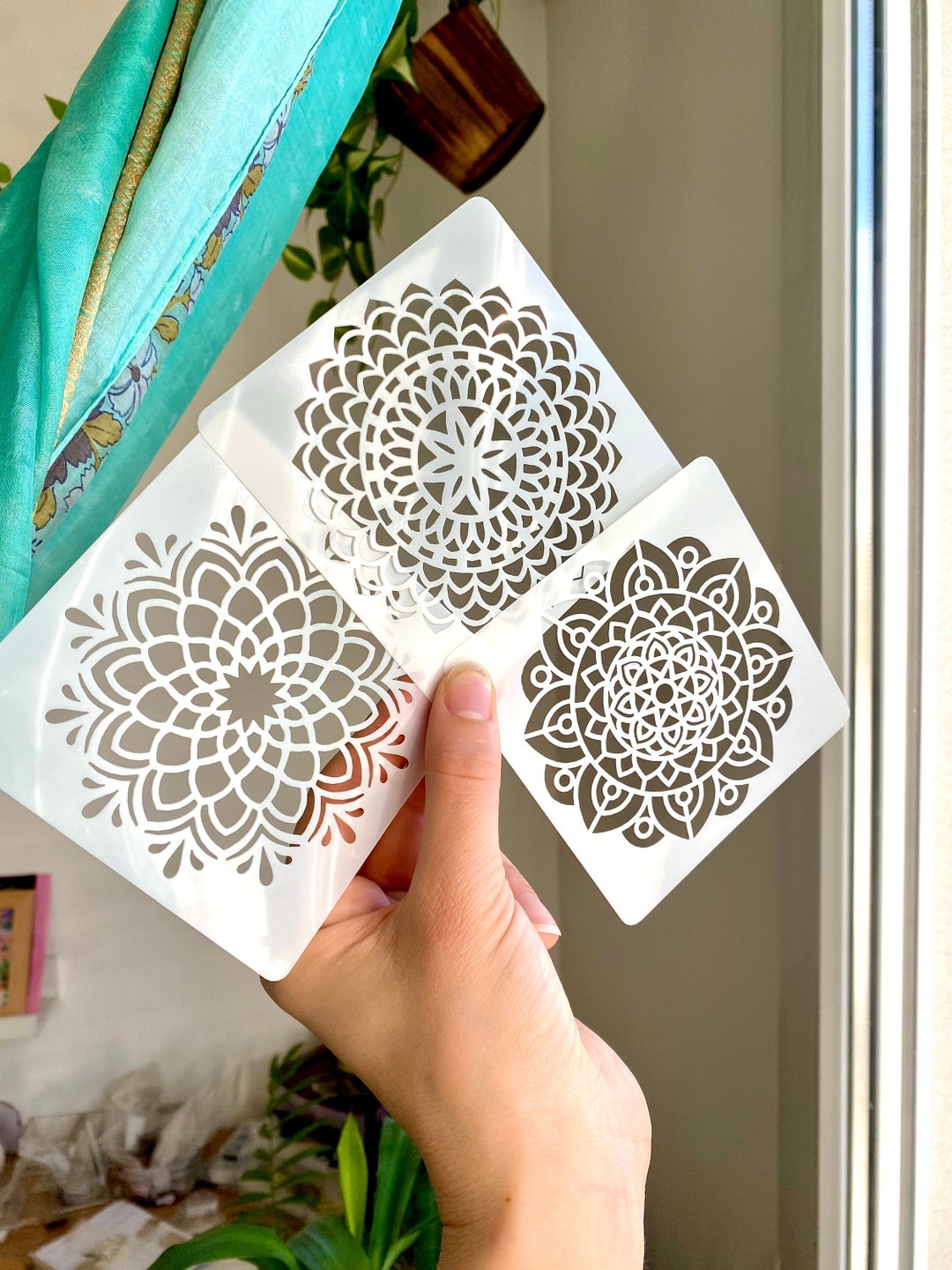 9 PIECES Small Mandala Stencil Set. 10cm Size. Flower Stencil. Plastic ...