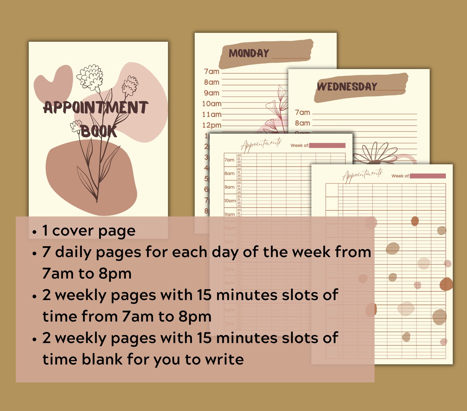Hourly Appointment Book.undated Daily Appointment Tracker.weekly ...