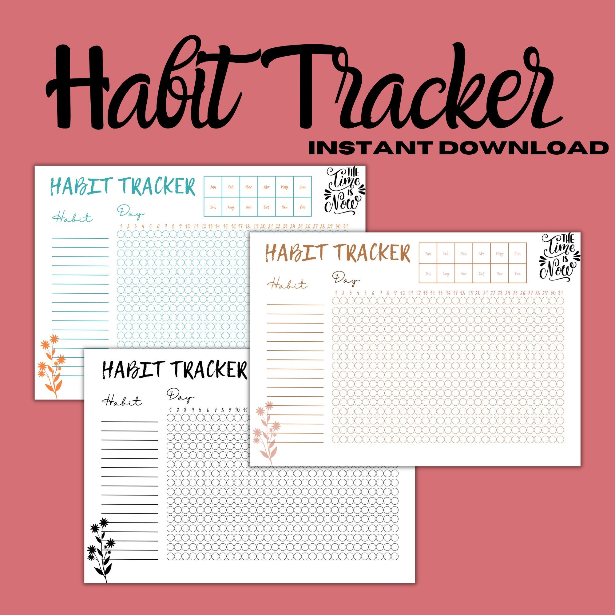 Habit Tracker Printable, Monthly Habit Tracker Template, Routine ...