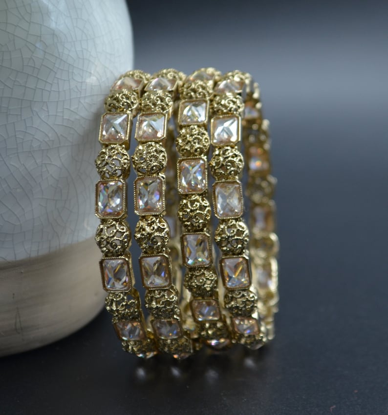 Non Openable Colored Polki Bangles - Etsy