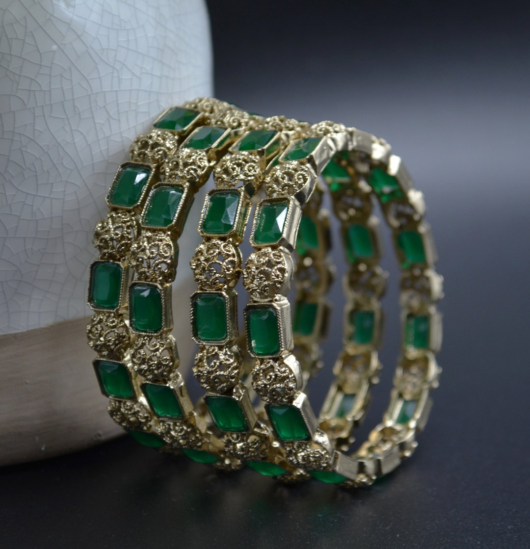 Non Openable Colored Polki Bangles - Etsy