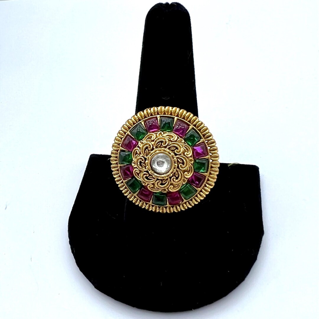 Kemp Stone Rings/temple Rings/matte Gold Rings/adjustable Rings/indian ...