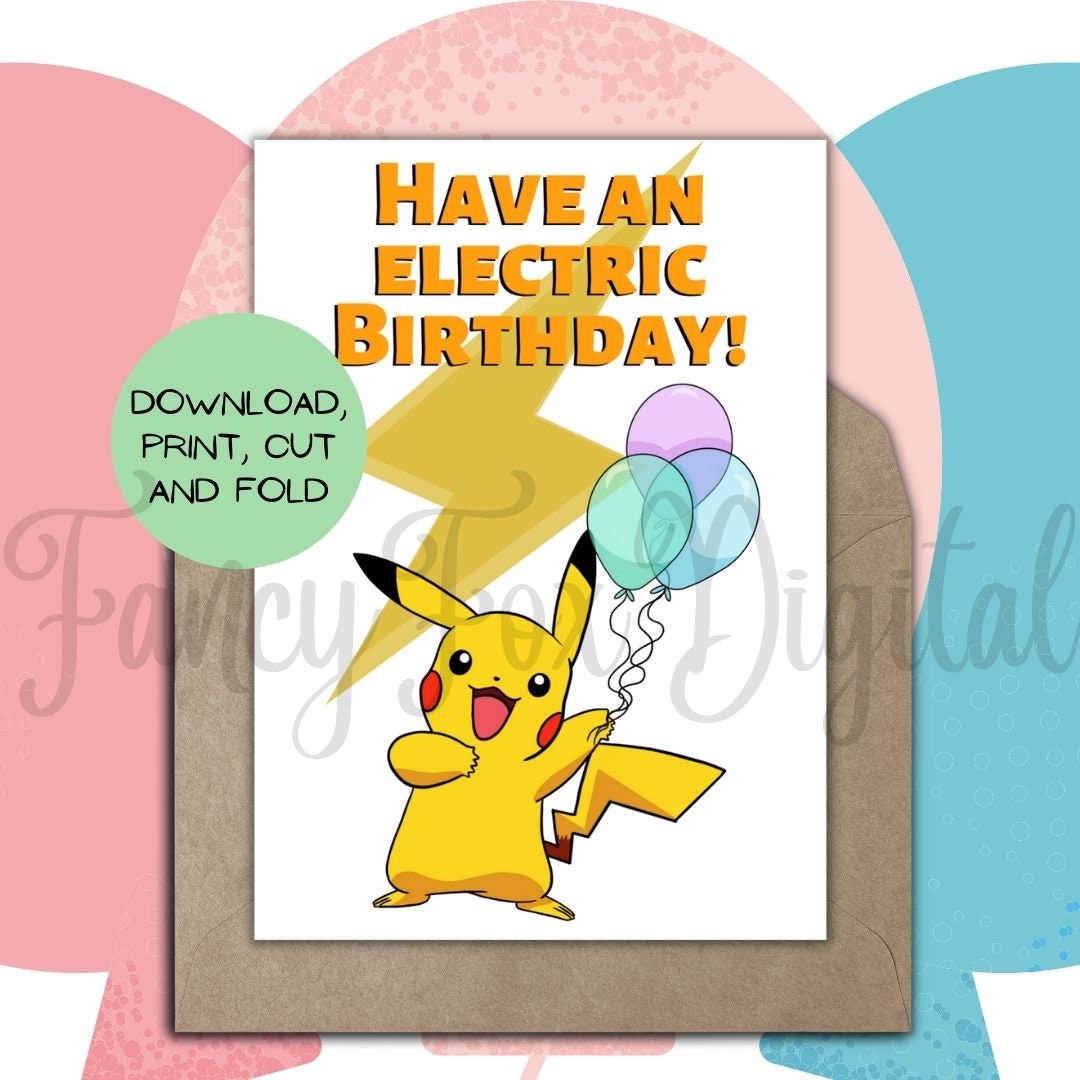 Birthday Card Printable Pikachu Pokemon Card Pokemon Pikachu Birthday ...