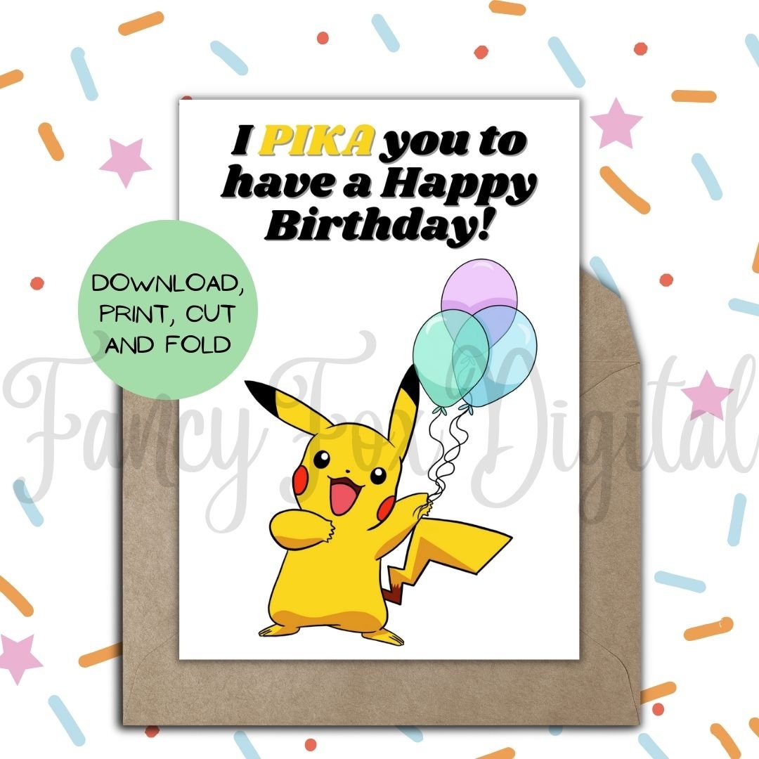 Birthday Card Printable Pikachu Pokemon Card Pokemon Pikachu Birthday ...
