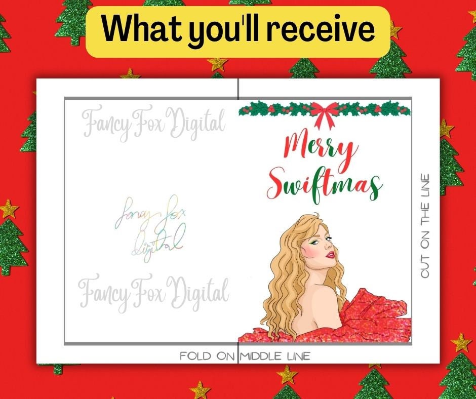 Printable Taylor Swift Christmas Card Portrait Taylor Swift Printable ...