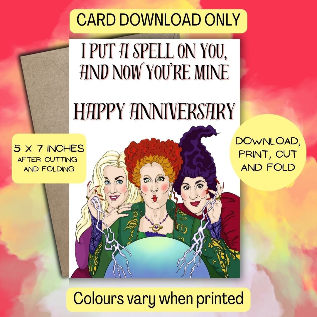 Printable Anniversary Card Hocus Pocus Card Printable - Etsy