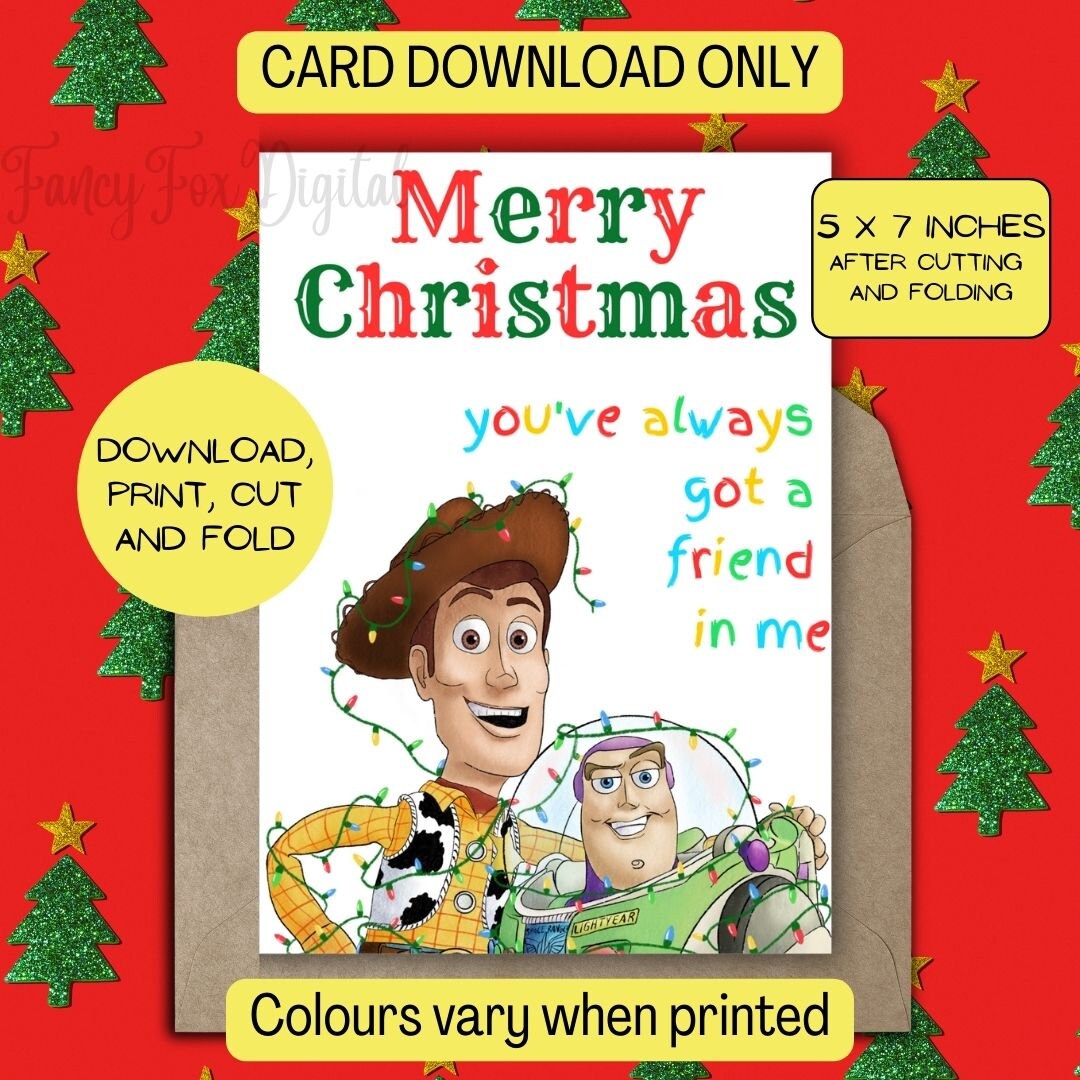 Printable Christmas Card for Kids Toy Story Christmas Card - Etsy