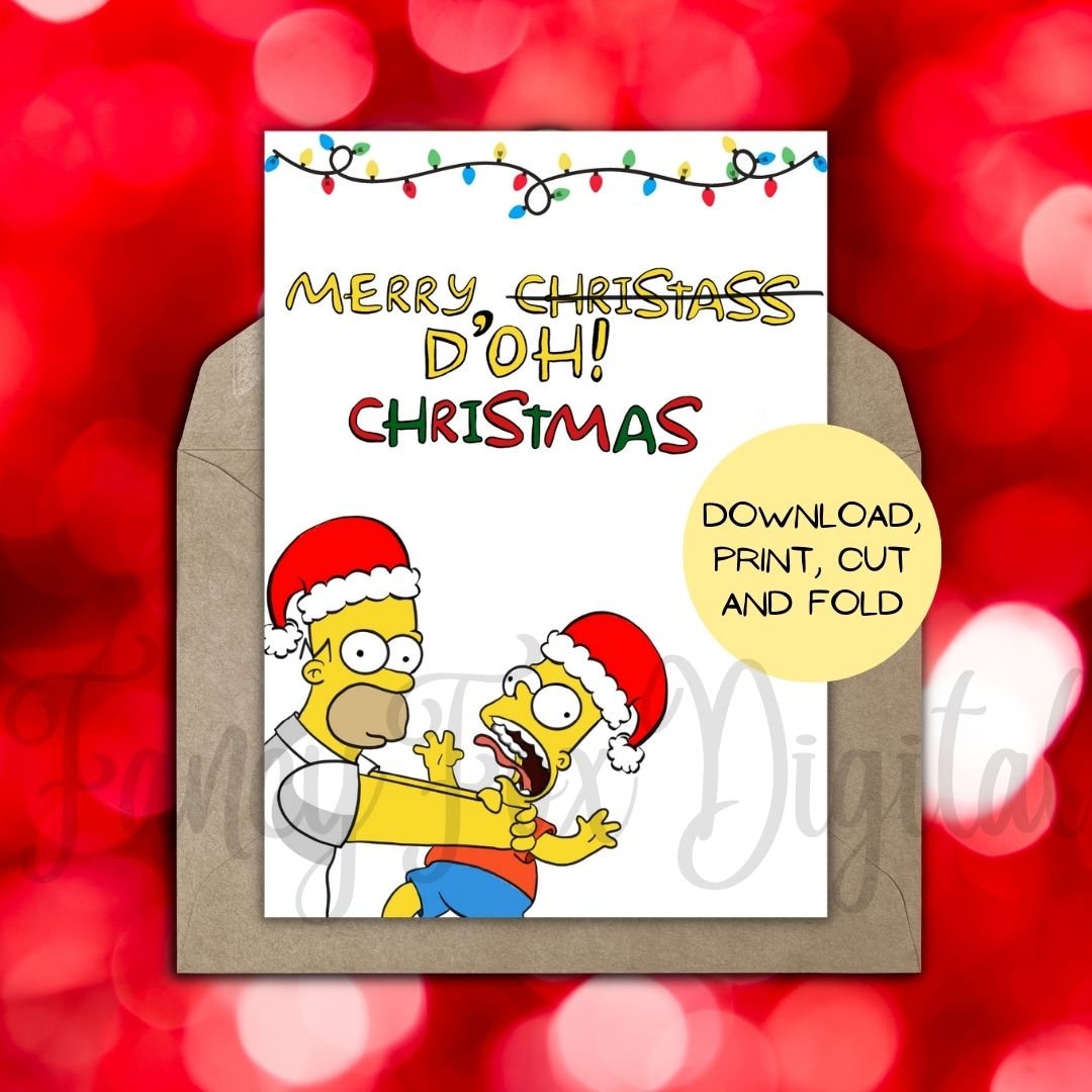 Printable Christmas Cards the Simpsons Card Simpsons Bart - Etsy