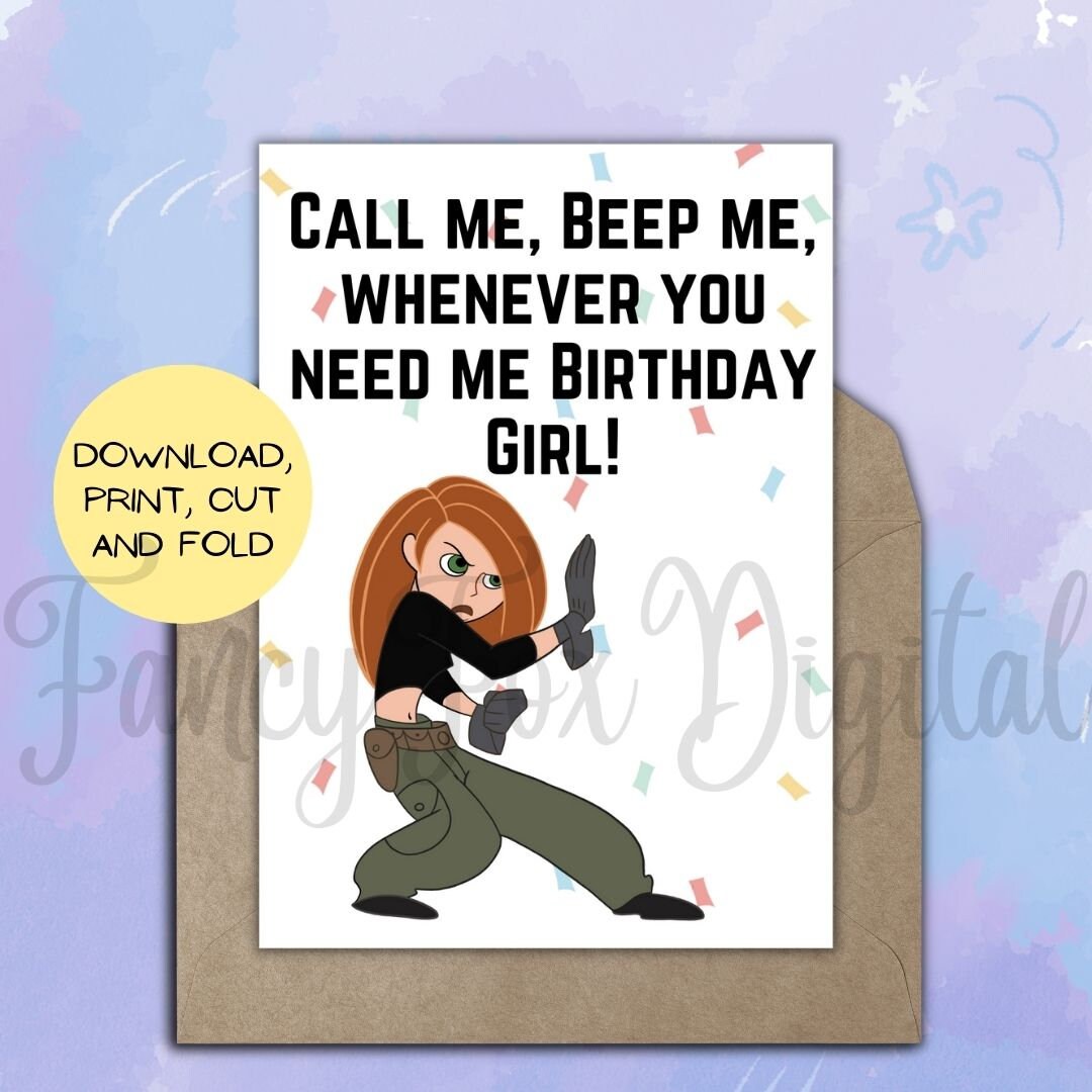Printable Kim Possible Birthday Card Kim Possible Printable Etsy